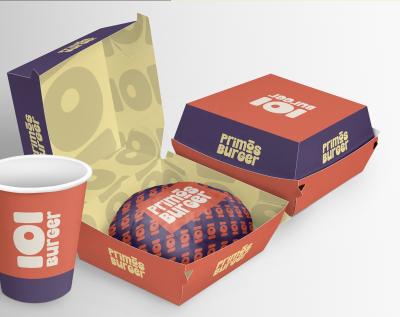 중국 도매 맞춤형 인쇄 친환경 재활용 햄버거 상자 판매용