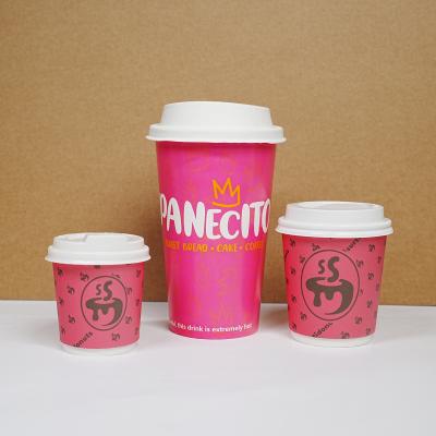 China Customized compostable coffee cups disposable coffee paper takeaway paper cups with lids for sale