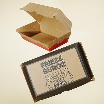 Cina Cartone di carta stampato personalizzato per hamburger e frittelle fast food monouso in vendita