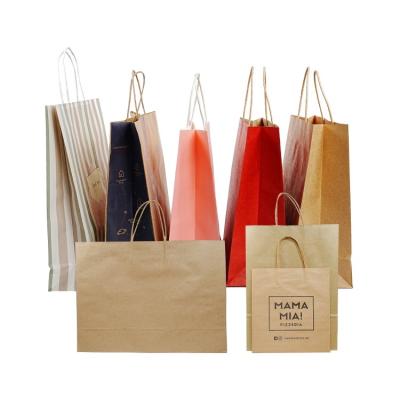 China Customized logo for paper bags recyclable brown kraft paper food shopping tote paper bags for sale
