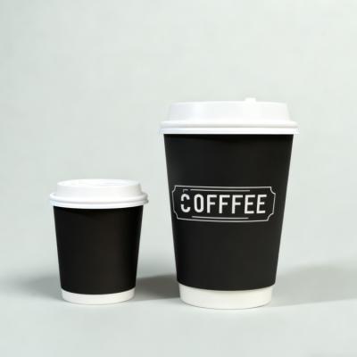 Китай 8oz black double walled coffee cup with lid wholesale custom logo продается