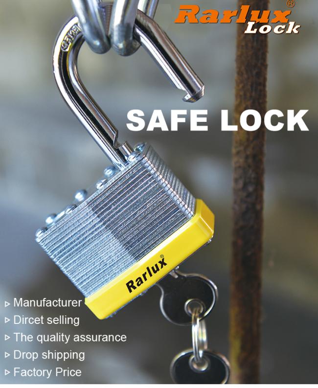 Brass square padlock front view