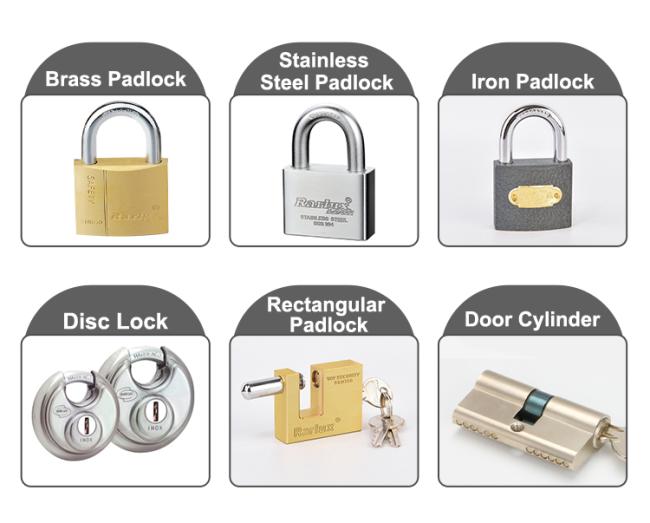 Brass square padlock in use