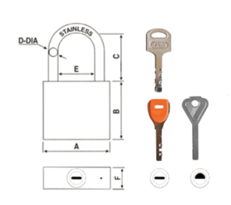 Brass disc padlock technical diagram
