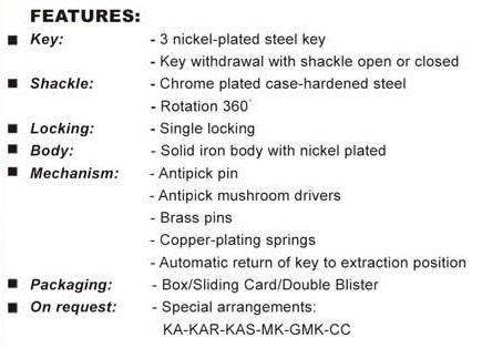 Vachette chrome-plated iron padlock - professional security lock with polished chrome finish