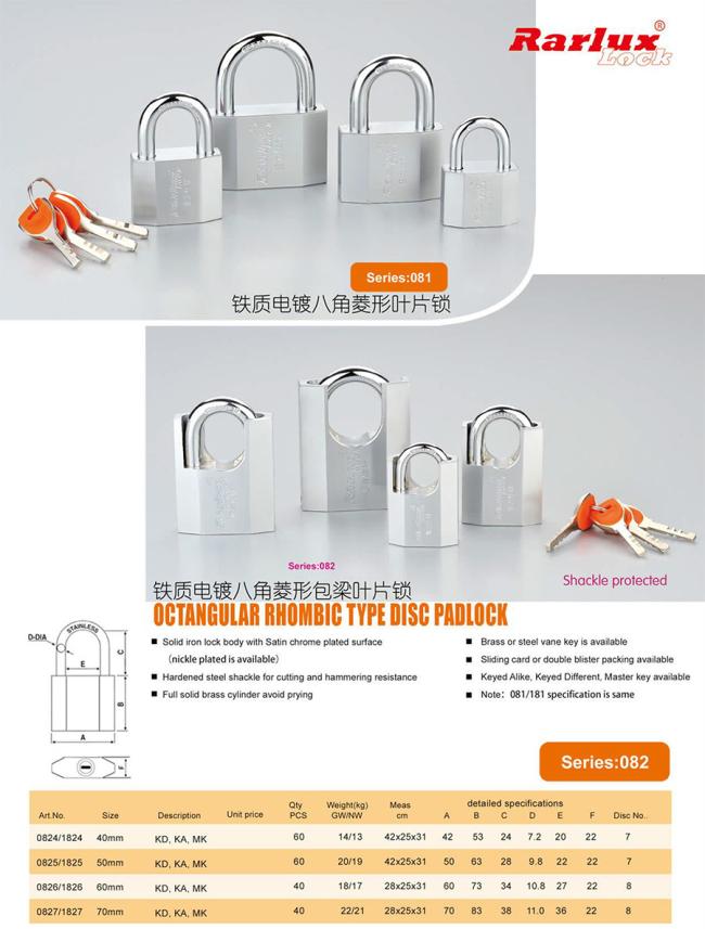 Octangular Rhombic Type Disc Padlock - industrial security lock with unique geometric design