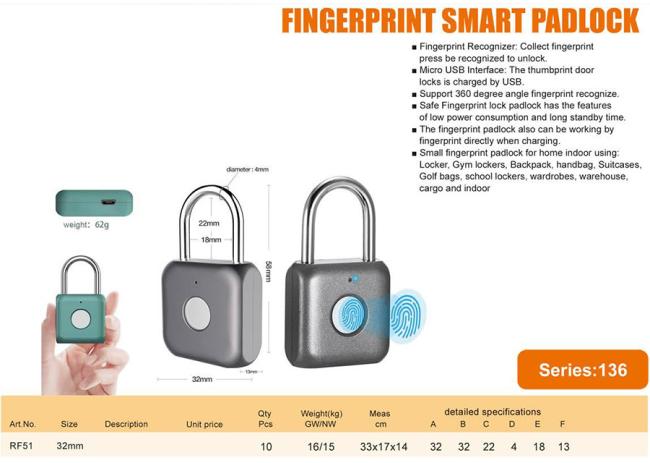 Fingerprint Smart Padlock - advanced biometric security lock with modern design