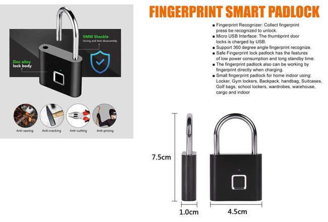 Fingerprint Smart Padlock - advanced biometric security lock with modern design