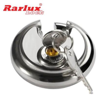 China Rarlux 90mm Hot Sale Disc Padlock Heavy Duty Waterproof Anti-theft Stainless Steel Round Disc Door Padlocks for sale