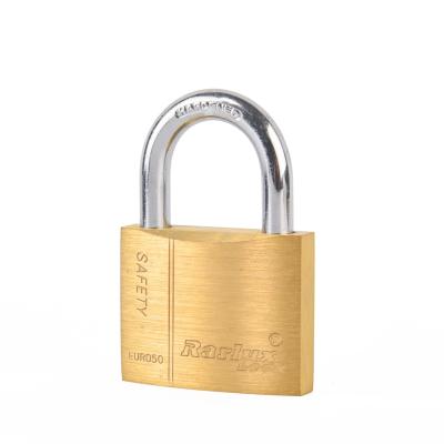 China Rarlux EUR050 50mm European Brass Padlock with 3 Brass Keys Durable High Safety Key Lock and Top Security Shackle for sale
