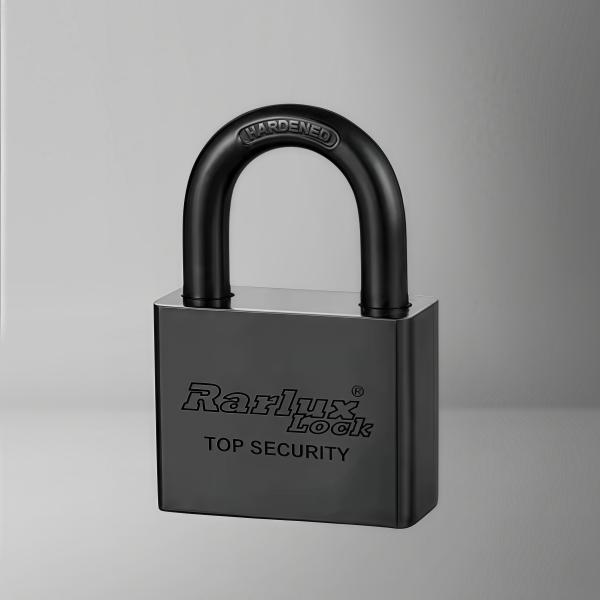 Quality Rarlux 40-70mm High Security Waterproof Solid Padlock Iron Body Best Padlock Electrophoretic Staining Black square Iron Padlock for sale