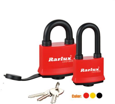 China Rarlux 50mm High Security Plastic Cover Padlock Waterproof Solid Iron Padlock Master Lock Steel Padlocks for sale