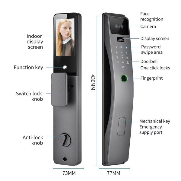 Quality Tuya Smart Aluminum Alloy Fingerprint & 3D Face Recognition Lock with WiFi App for sale