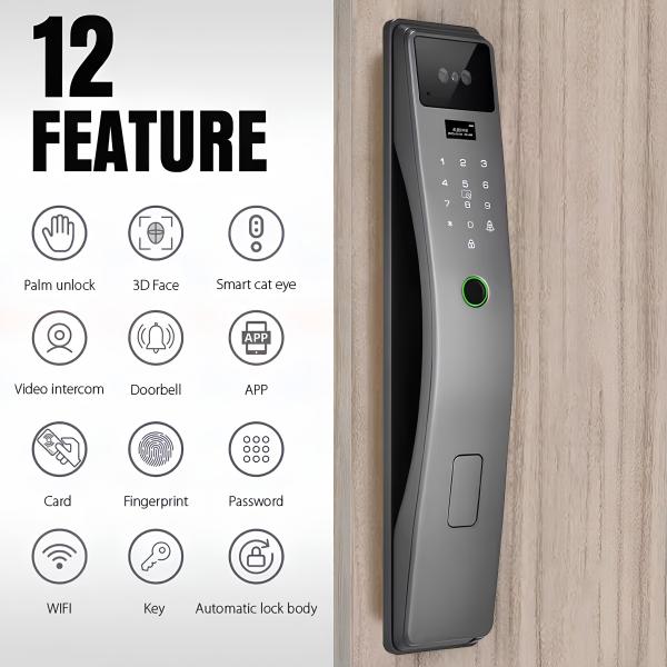 Quality Tuya Smart Aluminum Alloy Fingerprint & 3D Face Recognition Lock with WiFi App for sale