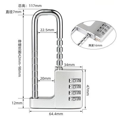China Rarlux Cross-border Outdoor Retractable Zinc Alloy Cabinet Door Combination Padlock Multi-speed Adjustable Four-digit Code Model for sale