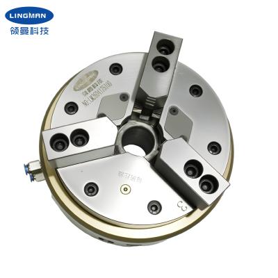 China Front-Mounted Pneumatic Rotary Chuck with High-Speed Rotation and Hollow Three-Jaw Design for sale
