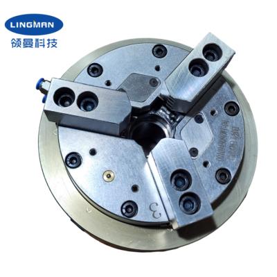 China Lingman Lightweight Large Bore High Speed Three-jaw Pneumatic Chuck for Laser Cutting for sale