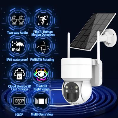 Cina FHD Night Vision Alarm Pannello solare IP Smart PTZ Sistema CCTV per Bardi Security in vendita