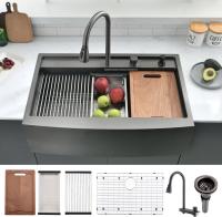 Quality New Arrival Farmhouse Kitchen Sink Ledge WorkstationDeep Single Bowl Stainless for sale