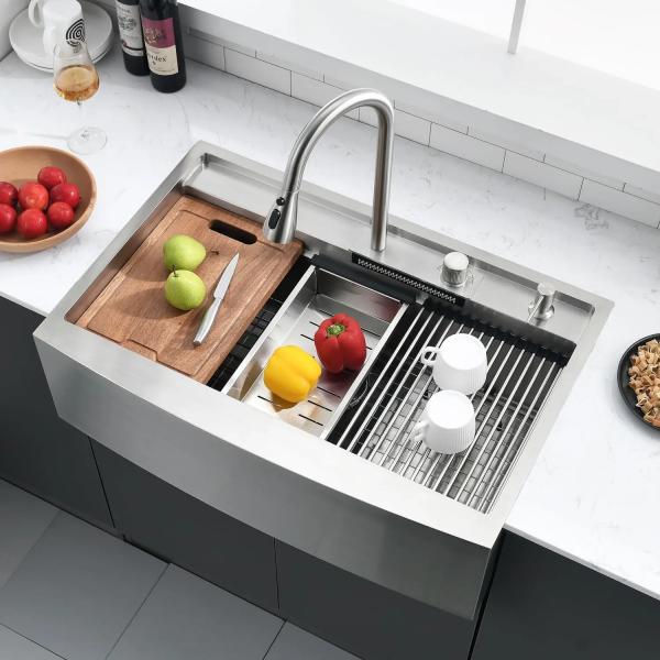 Quality New Arrival Farmhouse Handmade Sink Underthe Counter Basin 33 Inches Kitchen Embedded StainlessSteel Sink for sale