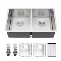 Quality Undermount Sink Double Bowl Kitchen Sink Stainless Steel 16 Gauge Round Corner for sale