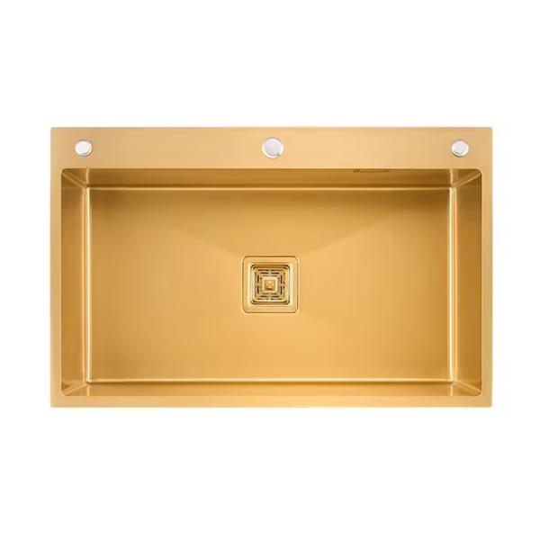 Quality Luxury Gold Sink High Quality 304 S.S. Top Mount Handmade Sink Single Bowl for Kitchen for sale