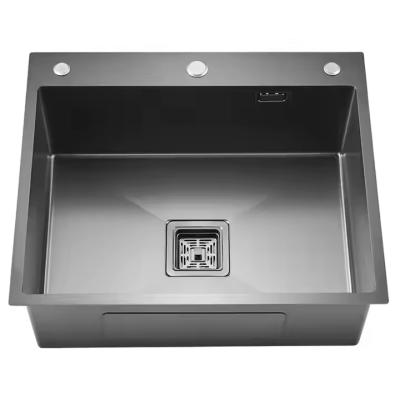 China Customization Handmade Kitchen Sink Stainless Steel Single Bowl Topmount Sink for sale