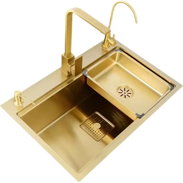 Quality Gold Stainless Steel Sink Large Single Kitchen Sink Household Dish Washing Basin Dish Washing Basin Above Counter for sale