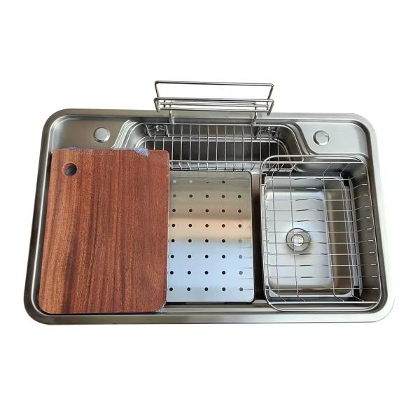 Quality Kitchen Sink 304 Stainless Steel Washbasin Large Capacity Korean Style Large Single Sink Dishwashing Sink for sale