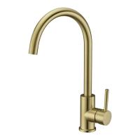 Quality Independent Design Kitchen Elbow Faucet Single Hole Brass Brushed Gold Kitchen for sale