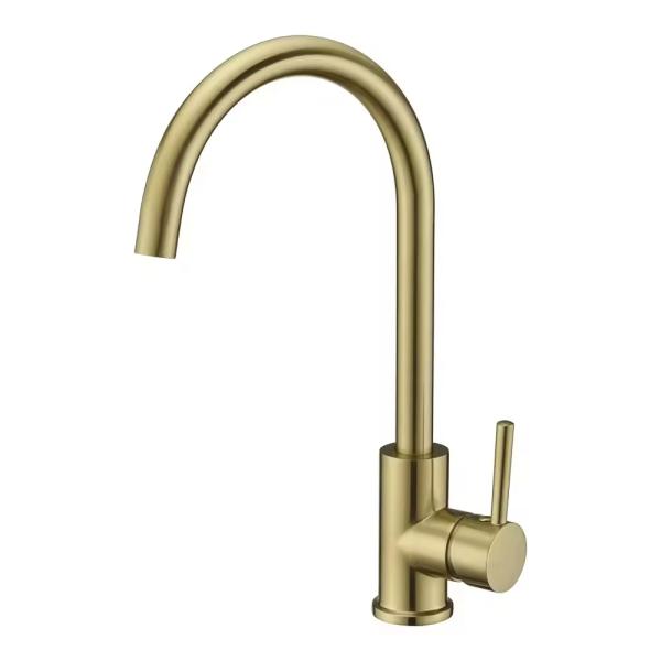 Quality Independent Design Kitchen Elbow Faucet Single Hole Brass Brushed Gold Kitchen Faucet for sale