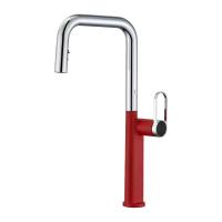 Quality All Brass Red High-end Kitchen Pull-out Faucet Vegetable Sink Wash Basin Sink for sale