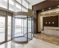 China Finished Surface Motorized Revolving Door with Special Function Pedestrian Access for sale