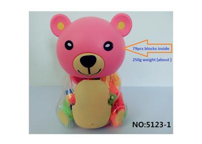 China 79Pcs Plastic Kids Building Blocks Educational Toys In Teddy Bear Storage Bottle for sale