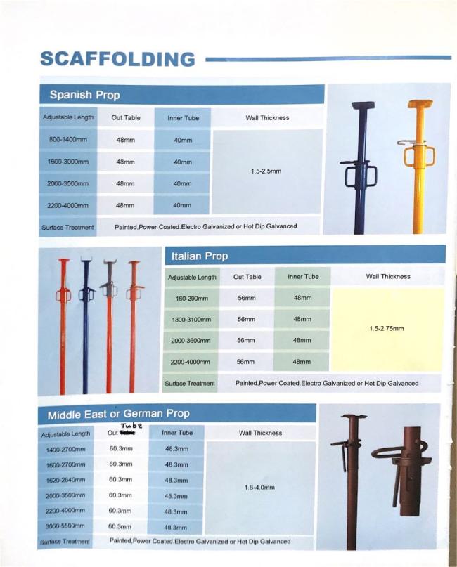 Telescopic Steel Scaffold Galvanized Prop Construction Shoring Post Suporte De Andaime
