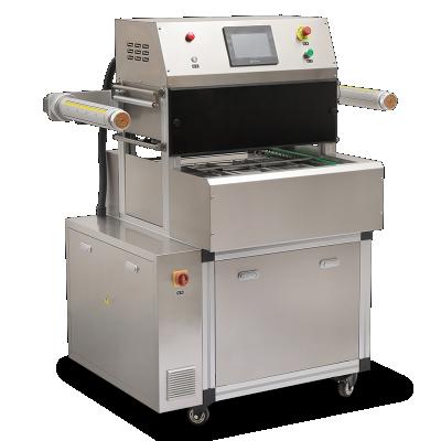 China Modified Atmosphere Fully Automatic Chain Modified Atmosphere Plastic Tray Sealer DQ580SAT-E High Quality Tray Sealer Machine for sale