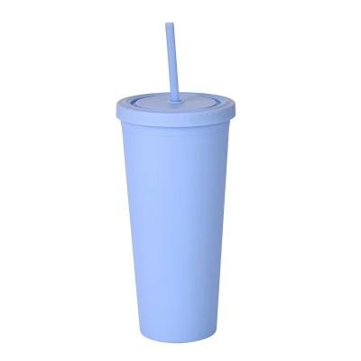 China Kleurrijke 450/650ml Candy Color Dubbelgeïsoleerde Plastic Tumblers Acrylmatte Tumbler Met Stroom Vacuüm Gesloten Isolatie Splash Proof Design Te koop
