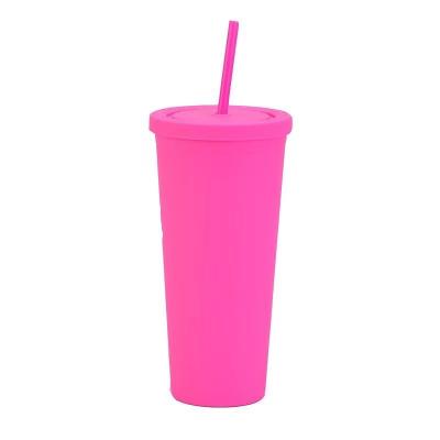 China 22 oz kleurrijke ijskoude koffiemok met stro Gepersonaliseerde plastic flesjes voor feesten Verjaardagsfeesten lekbestendig Splashbestendig En makkelijk schoon te maken Te koop