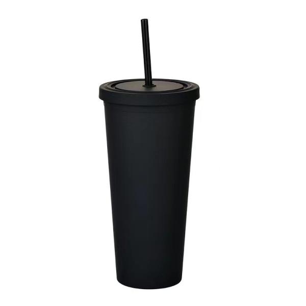 Quality Lightweight  Candy Color Skinny 22 Oz Plastic Tumbler Clear Double Wall Acrylic Tumblers With Straw 450/700ml Large Capacity Leak Proof Design for sale