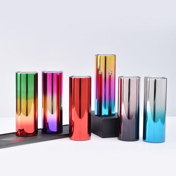 Quality 600ml Red Metallic Drink Ware Custom 20 Oz Stainless Steel Tumbler Skinny for sale