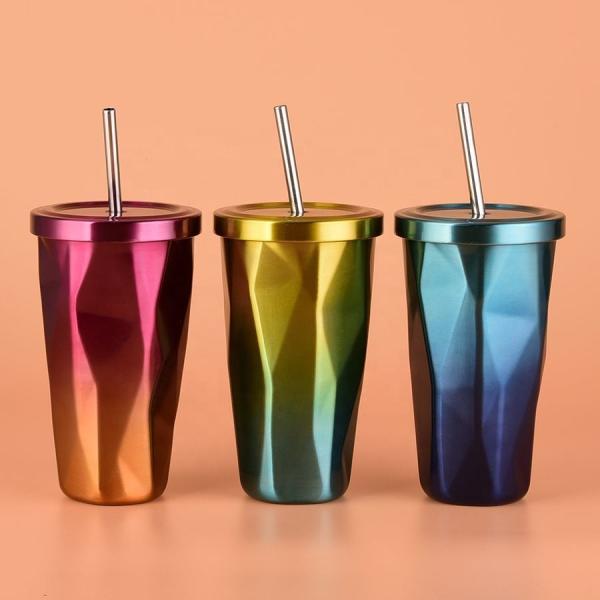 Quality Fashionable Design 480ml Personalized Stainless Steel Mug With Straw Country for sale