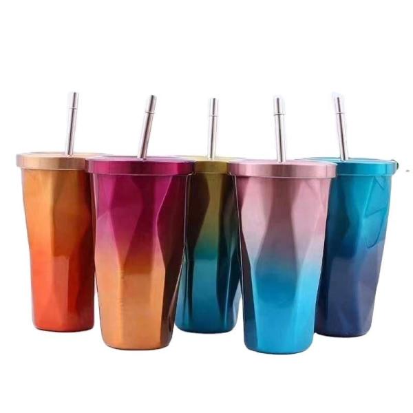 Quality Kids Double Wall Insulation 304 Stainless Steel Travel Mug With Straw And Lids for sale