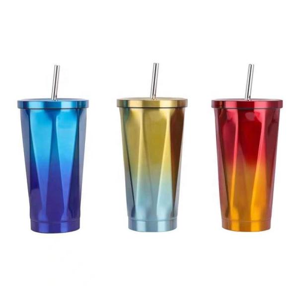 Quality Kids Double Wall Insulation 304 Stainless Steel Travel Mug With Straw And Lids for sale