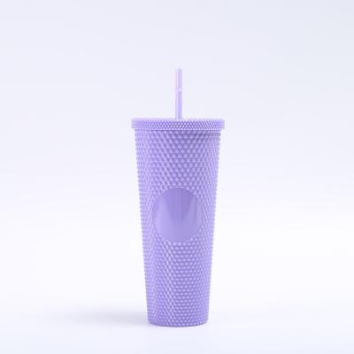 China 24 oz gevulde tumbler glanzende roze ijskoppen met deksel herbruikbaar 24 oz tumbler met deksel en stro herbruikbare ijskoppen Bling Cup Te koop