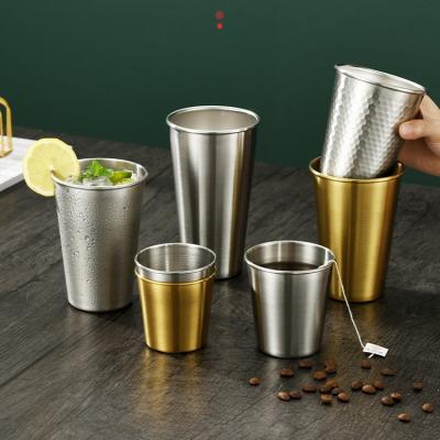 China 16 Ounce Stainless Steel Pint Cup Set Of 4 Healthy Unbreakable Stack-Able Drinking Glasses Beer Mug For Bar Home Outdoor for sale