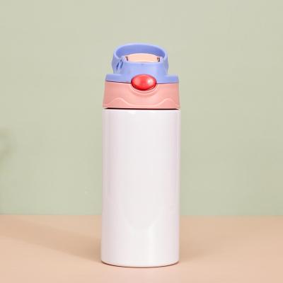 China Sublimation Bulk 6 Pack 12oz Stainless Steel Sublimation Blank Sippy Cup Double Wall Insulated Kids Tumbler With Handle Spill Proof Lid For Water Drinks for sale