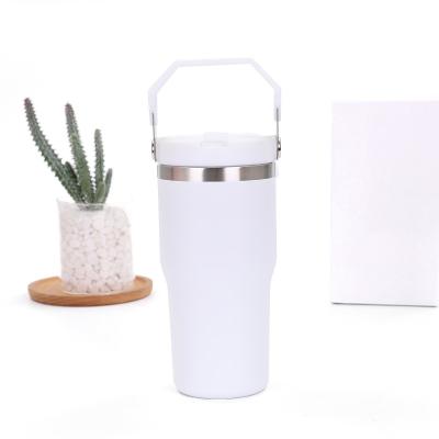 China 30oz Portable Car Cup 304 Stainless Steel Vacuum Straw Ice Cup Portable Vacuum Cup for sale
