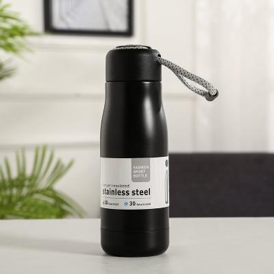 China ポータブル蓋付きの水瓶 温か冷たい飲み物用の水分隔熱瓶 350mlステンレス鋼金属再利用水瓶 子供,大人,真夜中ブラック for sale