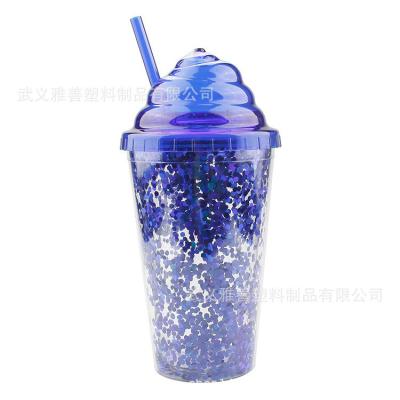 China Cream Straw Cup Meisje-thema Plastic Double-Layer Water Cup Gift Logo Aanpassing Te koop