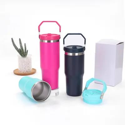 China 30 Oz Tumbler mit Griff und Strohdeckel undicht, doppelt isoliert, 30oz Tasse Edelstahl zu verkaufen